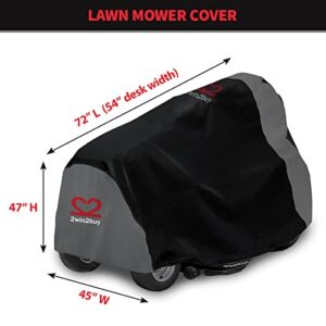 Riding Lawn Mower Cover, Upgrade Heavy Duty 600D Waterproof Polyester Oxford Tractor Cover UV & Dust & Water Resistant, Universal Fit Decks up to 54" with Drawstring & Storage Bag