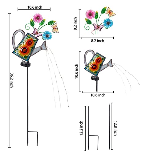 dreamskip Solar Watering Can Lights Outdoor Decorative, Waterproof Twinkle Solar Waterfall Light for Patio, Pathway, Yard, Walkway, Lawn, Outside Decorations (Sunflower)