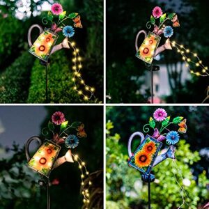 dreamskip Solar Watering Can Lights Outdoor Decorative, Waterproof Twinkle Solar Waterfall Light for Patio, Pathway, Yard, Walkway, Lawn, Outside Decorations (Sunflower)