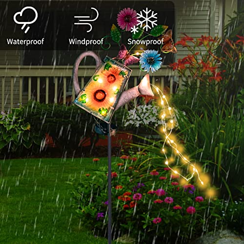 dreamskip Solar Watering Can Lights Outdoor Decorative, Waterproof Twinkle Solar Waterfall Light for Patio, Pathway, Yard, Walkway, Lawn, Outside Decorations (Sunflower)