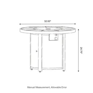 Glitzhome 32" D 30000-BTU Round Slates Top Aluminum Propane Fire Pit with Cover Outdoor Fire Tables for Garden Patio Backyard Deck Poolside