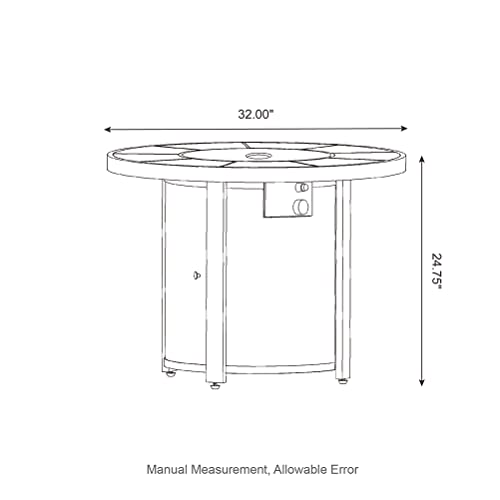 Glitzhome 32" D 30000-BTU Round Slates Top Aluminum Propane Fire Pit with Cover Outdoor Fire Tables for Garden Patio Backyard Deck Poolside