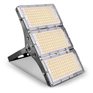 viugreum 300w led flood light, 24000lm 3000k warm white, slim outdoor floodlight, ip66 waterproof security lights, landscape wall lights for garage, garden, lawn, yard, playground