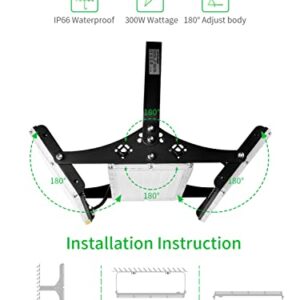 Viugreum 300W LED Flood Light, 24000LM 3000K Warm White, Slim Outdoor Floodlight, IP66 Waterproof Security Lights, Landscape Wall Lights for Garage, Garden, Lawn, Yard, Playground