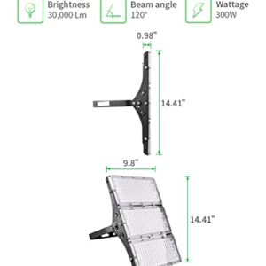 Viugreum 300W LED Flood Light, 24000LM 3000K Warm White, Slim Outdoor Floodlight, IP66 Waterproof Security Lights, Landscape Wall Lights for Garage, Garden, Lawn, Yard, Playground