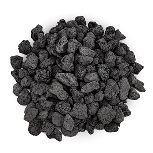 onlyfire Black Lava Rock 10 Pounds Volcanic Lava Stones for Indoor Outdoor Fire Pits Fireplaces Gas Grill and Landscaping, 0.8-1.2 Inch