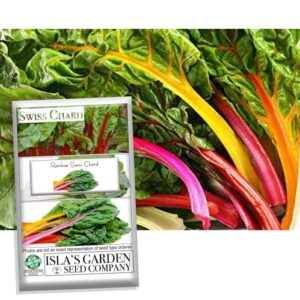 rainbow swiss chard seeds, 300+ heirloom seeds per packet, (isla’s garden seeds), non gmo seeds, botanical name: beta vulgaris subsp. cicla