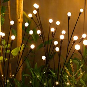 ciwich solar garden lights, 10led starburst swaying solar lights, firefly lights solar outdoor waterproof, solar garden decorative lights for pathway yard patio landscape, （2pcs,warm white）