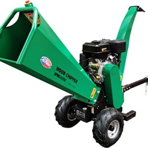 All Power America APWC420E Heavy Duty Durable Chipper Shredder Mulcher w/Electric Start-Max 6" Inch Wood Diameter Capacity Gas Powered, 15HP 420cc, Green