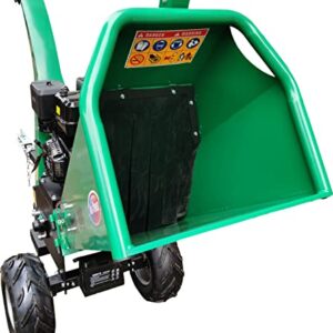 All Power America APWC420E Heavy Duty Durable Chipper Shredder Mulcher w/Electric Start-Max 6" Inch Wood Diameter Capacity Gas Powered, 15HP 420cc, Green