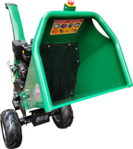 All Power America APWC420E Heavy Duty Durable Chipper Shredder Mulcher w/Electric Start-Max 6" Inch Wood Diameter Capacity Gas Powered, 15HP 420cc, Green