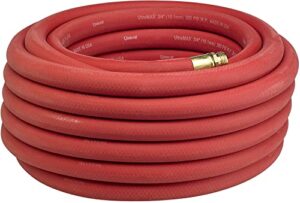 underhill ultramax commercial garden water hose 75 ft, heavy-duty, rubber, flexible, kink free, industrial, 200 psi wp, 800 psi bp, h10-075r, 1” x 75′ npsh, red