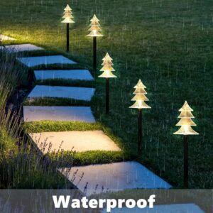 Christmas Solar Stake Lights Set of 5, Waterproof Pathway Lights for Xmas Outdoor Yard, Garden, Patio, Walkway Decoration (Tree)