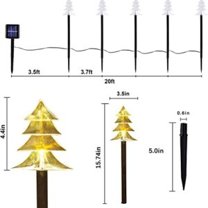 Christmas Solar Stake Lights Set of 5, Waterproof Pathway Lights for Xmas Outdoor Yard, Garden, Patio, Walkway Decoration (Tree)