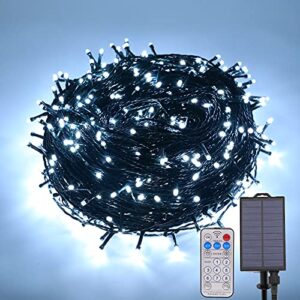 gnixling 393.7ft 1000 led white christmas lights outdoor, waterproof solar string lights for wedding garden patio restaurant hotel commercial building shopping center christmas. (white)