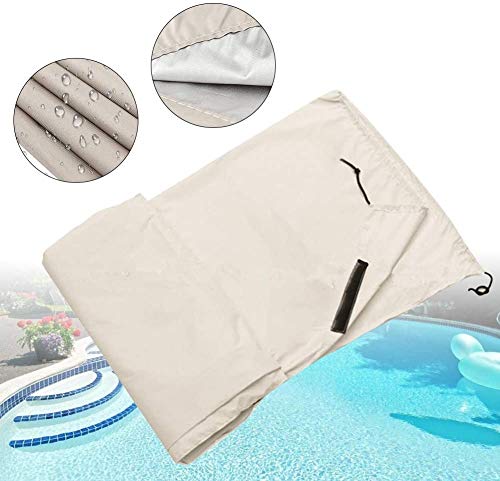 Wifehelper Swimming Pool Cover, Waterproof Beige Open Air Swimming Pool Roll Cover Protector Ground Swimming Pools Cover for Outdoor Heavy Duty Garden(S：490 x 96cm / 192.9 x 37.8in)