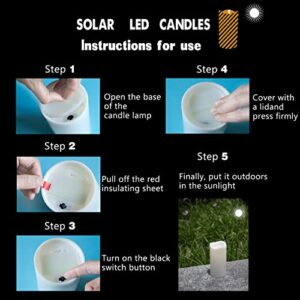 TFROSIM 3" x 6" Solar Candles Outdoor Waterproof with Dusk to Dawn Light Sensor,2 PCS Flameless Candle Set,Flickering LED Pillar Candles for Lantern Patio Garden Lawn Deck Yard