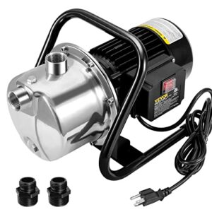 vevor shallow well pump, 1.1 hp 115v, 978 gph 131 ft height, 69.6psi max pressure, portable stainless steel sprinkler booster jet pumps for garden lawn irrigation system, lake fountain, water transfer