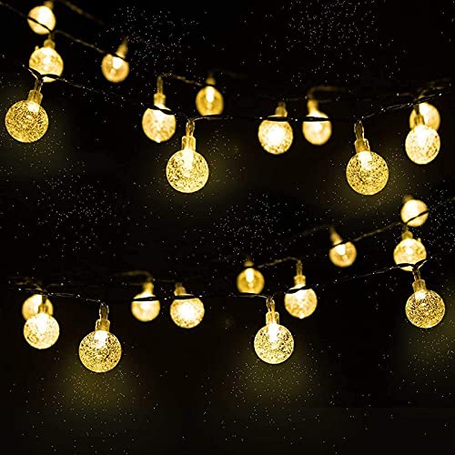 Globe String Lights, CMYK 20 Ft 30 Crystal Balls Waterproof LED Fairy Lights, Outdoor Starry Lights Solar Powered String Lights, Decorative Lighting for Home, Garden, Party, Festival (Warm White)