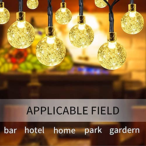 Globe String Lights, CMYK 20 Ft 30 Crystal Balls Waterproof LED Fairy Lights, Outdoor Starry Lights Solar Powered String Lights, Decorative Lighting for Home, Garden, Party, Festival (Warm White)