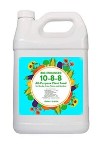 nature’s lawn & garden – bio-enhanced 10-8-8 all purpose plant food – balanced fertilizer w/humic & fulvic acid, kelp, molasses – for garden, trees, shrubs, houseplants – non-toxic, pet-safe, 1 gal