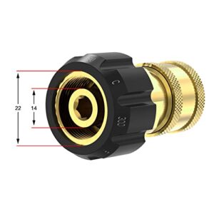 Twinkle Star 3/8" Quick Connect NPT to M22 14mm Metric Fitting for High Pressure Washer Gun and Hose, TWIS285