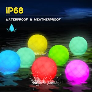 TOULKUR Led Floating Pool Lights, Rechargeable & Rusable , 3.1-inch Pool Ball Lights RGB Colors with RF Remote, IP68 Waterproof Orb Light, Led Ball Lights for Swimming Pool Garden Party (4pack)