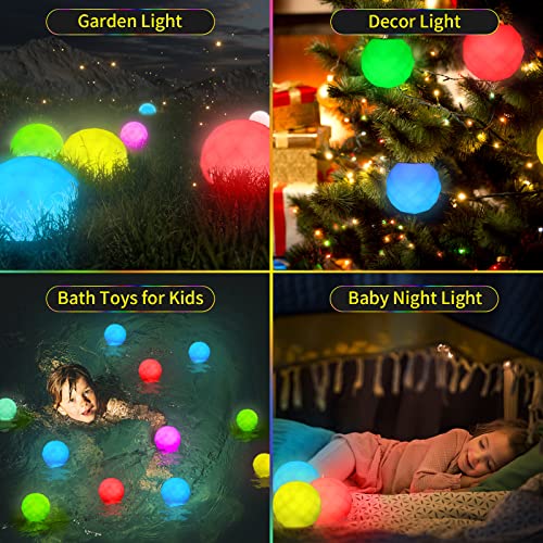 TOULKUR Led Floating Pool Lights, Rechargeable & Rusable , 3.1-inch Pool Ball Lights RGB Colors with RF Remote, IP68 Waterproof Orb Light, Led Ball Lights for Swimming Pool Garden Party (4pack)