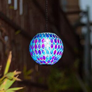 VCUTEKA Hanging Solar Lanterns Mosaic Solar Lights with Hook Up, Outdoor Solar Garden Lights Decor for Yard Tree Fence Patio