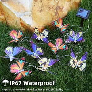 VGYVGYCC Outdoor Solar Garden Lights - Solar String Lights 10Pcs Large Optical Fiber Butterfly Lights with 2 Lighting Modes Twinkling and Steady-ON for Garden, Patio, Yard, Flowerbed, Lawn Decoration