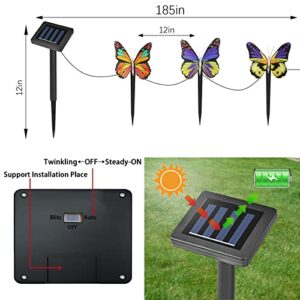 VGYVGYCC Outdoor Solar Garden Lights - Solar String Lights 10Pcs Large Optical Fiber Butterfly Lights with 2 Lighting Modes Twinkling and Steady-ON for Garden, Patio, Yard, Flowerbed, Lawn Decoration