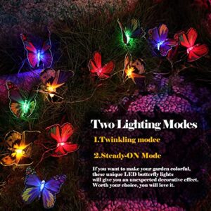 VGYVGYCC Outdoor Solar Garden Lights - Solar String Lights 10Pcs Large Optical Fiber Butterfly Lights with 2 Lighting Modes Twinkling and Steady-ON for Garden, Patio, Yard, Flowerbed, Lawn Decoration