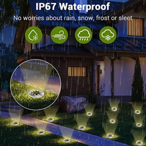 Dr. Prepare Upgraded Solar Ground Lights, 8 Packs 8 LED Solar Garden Lights Outdoor Waterproof Bright in Solar Disk Lights for Pathway Yard Walkway Patio (Warm)