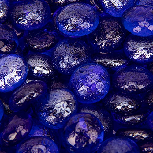 18 LB Fire Glass Beads Fireglass Drops for Gas Fire Pit Fireplace Cobalt Blue Luster Reflective Decorative Glass Gems Rocks Pebbles Stone for Vase Fillers Aquarium Fish Tank Decoration (Cobalt Blue)