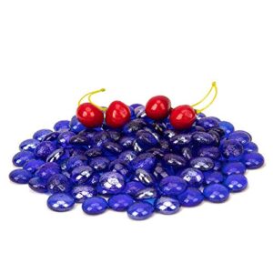 18 LB Fire Glass Beads Fireglass Drops for Gas Fire Pit Fireplace Cobalt Blue Luster Reflective Decorative Glass Gems Rocks Pebbles Stone for Vase Fillers Aquarium Fish Tank Decoration (Cobalt Blue)