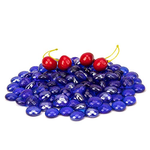 18 LB Fire Glass Beads Fireglass Drops for Gas Fire Pit Fireplace Cobalt Blue Luster Reflective Decorative Glass Gems Rocks Pebbles Stone for Vase Fillers Aquarium Fish Tank Decoration (Cobalt Blue)