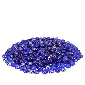 18 LB Fire Glass Beads Fireglass Drops for Gas Fire Pit Fireplace Cobalt Blue Luster Reflective Decorative Glass Gems Rocks Pebbles Stone for Vase Fillers Aquarium Fish Tank Decoration (Cobalt Blue)