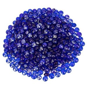 18 LB Fire Glass Beads Fireglass Drops for Gas Fire Pit Fireplace Cobalt Blue Luster Reflective Decorative Glass Gems Rocks Pebbles Stone for Vase Fillers Aquarium Fish Tank Decoration (Cobalt Blue)