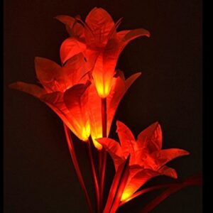 Winterworm Orange Solar 4 LED Lily Flower Light Outdoor Garden Lawn Color Changing Lamp