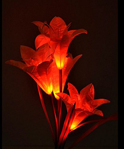 Winterworm Orange Solar 4 LED Lily Flower Light Outdoor Garden Lawn Color Changing Lamp