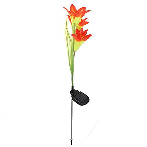 Winterworm Orange Solar 4 LED Lily Flower Light Outdoor Garden Lawn Color Changing Lamp