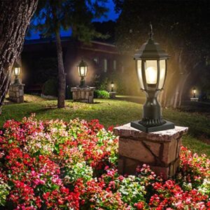 Dusk to Dawn Outdoor Post Lights Hardwired 120V, Aluminum Outside Post Lantern with Pier Mount, Exterior Lamp Pole Lantern Head with Clear Glass, Matte Black Post Light for Patio,Garden,Walkway