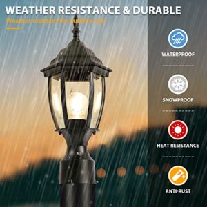 Dusk to Dawn Outdoor Post Lights Hardwired 120V, Aluminum Outside Post Lantern with Pier Mount, Exterior Lamp Pole Lantern Head with Clear Glass, Matte Black Post Light for Patio,Garden,Walkway