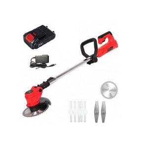 gmrz handheld cordless string trimmer garden edger tool, 21v 4000mah lithium-ion portable walk behind grass brush cutter lawn mower wreplace cutter head,1 battery