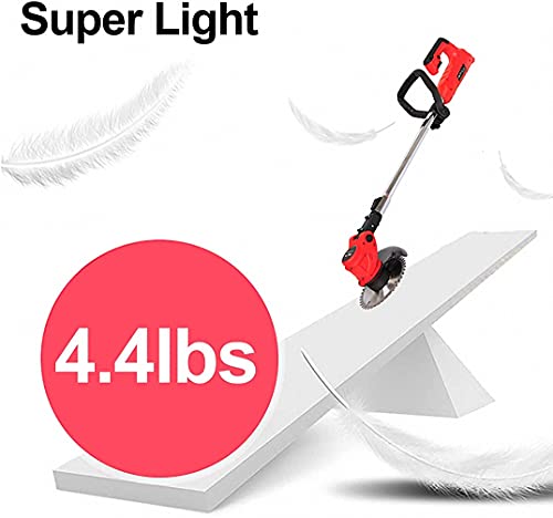 GMRZ Handheld Cordless String Trimmer Garden Edger Tool, 21V 4000Mah Lithium-Ion Portable Walk Behind Grass Brush Cutter Lawn Mower WReplace Cutter Head,1 Battery