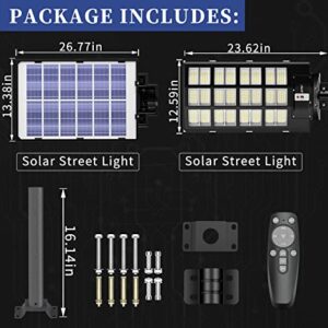 JAYNLT 1500W Solar Street Lights Outdoor, 200000LM 6500K Solar Parking Lot Lights Dusk to Dawn, IP67 Waterproof Solar Security Flood Lights with Motion Sensor for Yard, Garden, Parking Lot