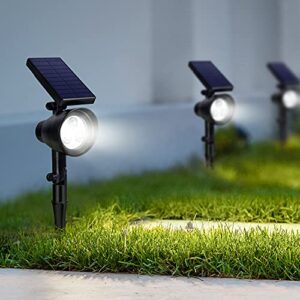 innogear solar lights, 2-in-1 waterproof 3 led solar spotlights adjustable wall light landscape lighting security light outdoor auto on/off for patio deck yard garden driveway, pack of 4