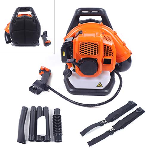 42.7cc Horizontal Bar Air-Cooled 2 Stroke Backpack Gas Powered Leaf Blower Snow Blowing Machine Grass Blower 6800r/min for Outdoor Lawn Garden Yard Cleaning