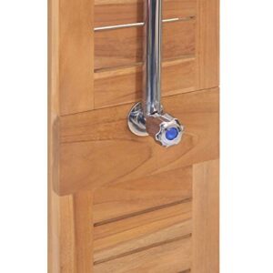 vidaXL Solid Teak Wood Garden Shower Sturdy 27.6" Outdoor Backyard Poolside Showering 43.3" Stainless Steel