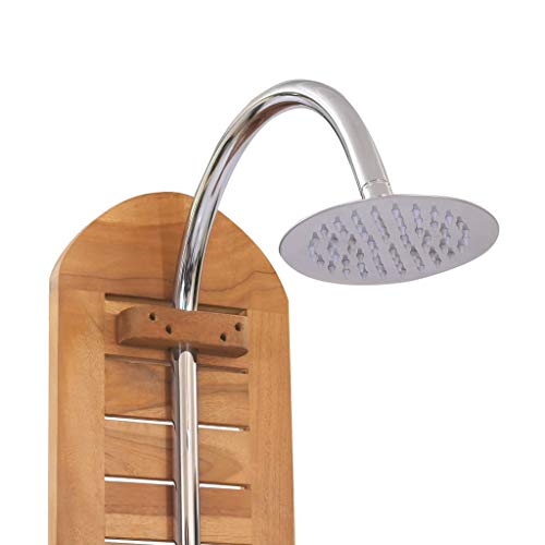 vidaXL Solid Teak Wood Garden Shower Sturdy 27.6" Outdoor Backyard Poolside Showering 43.3" Stainless Steel